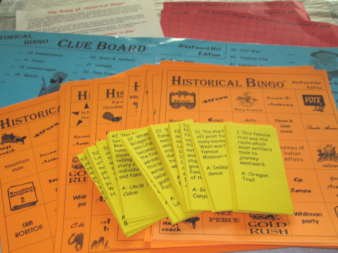 Westward Expansion Bingo Game: Oregon Trail Settlers, History Education ...