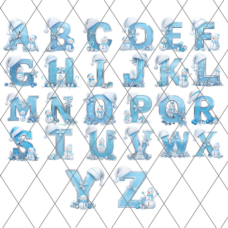 Christmas Snowman Alphabet, PNG Clipart Letters (digital Download) - Etsy