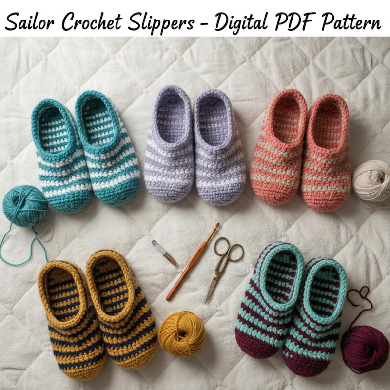 Sailor Slippers Crochet Pattern - Etsy
