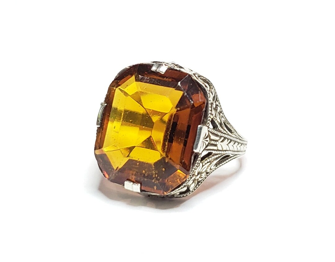 Ostby Barton Ring OB Womens Sterling Golden Topaz Glass Ring - Etsy