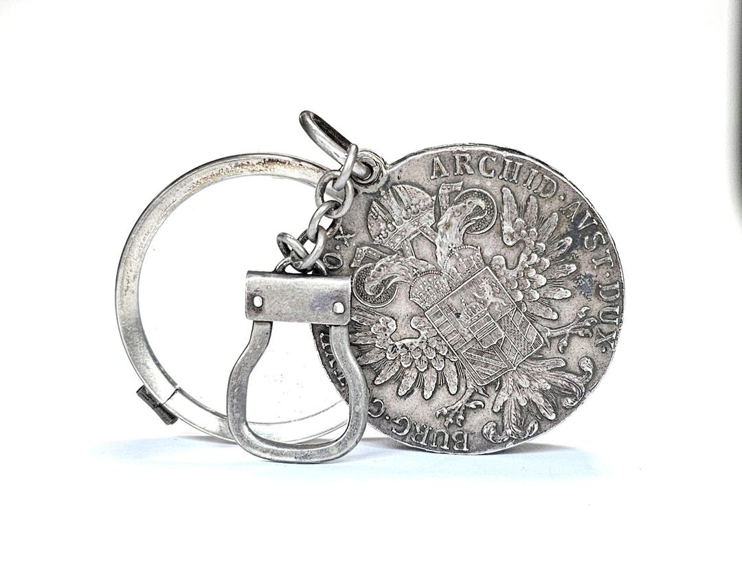 Antique Austrian Coin Magnify Glass Key Chain Silver Chain Clasp Coin ...