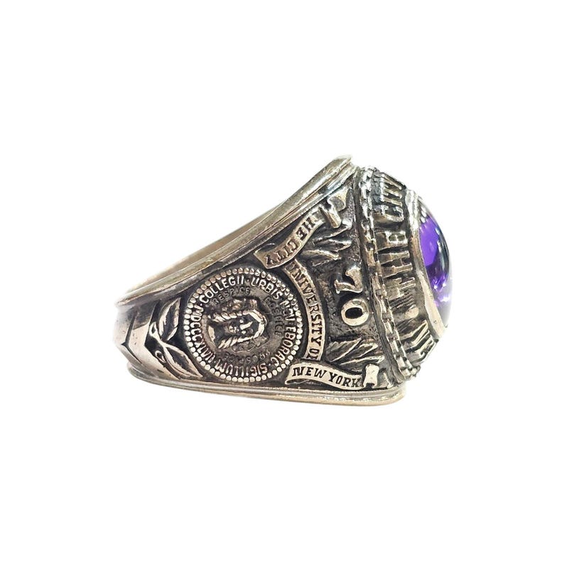 Vintage 1970 CCNY Class Ring, 10K White Gold, Size 10 - Etsy