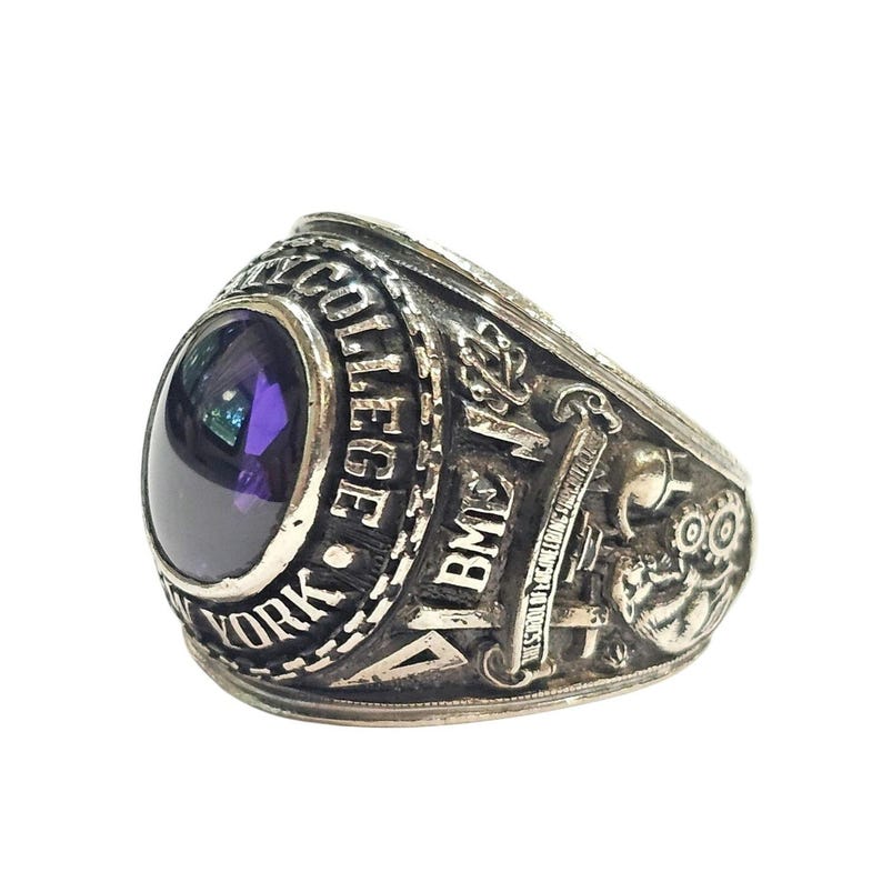 Vintage 1970 CCNY Class Ring, 10K White Gold, Size 10 - Etsy