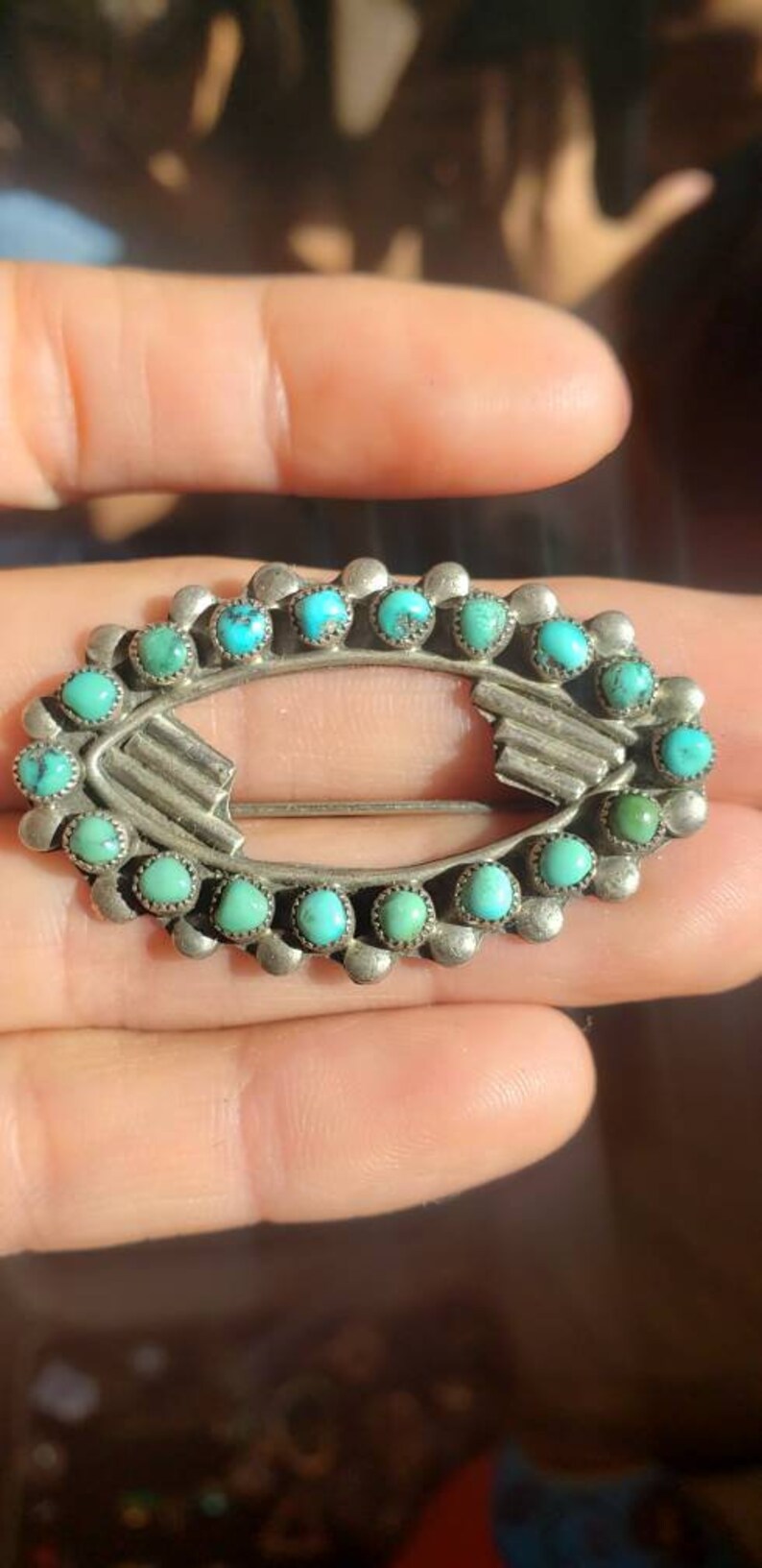 Zuni Snake Eye Turquoise Brooch Eye Symmetry Sterling Brooch | Etsy