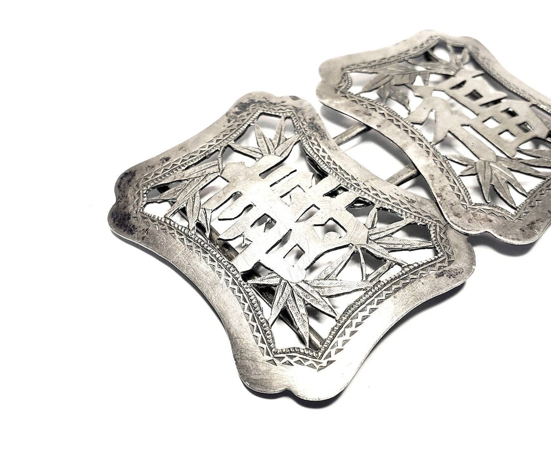 Chinese Belt Buckle Antique Sterling Fu Shou Lucky Longevity - Etsy