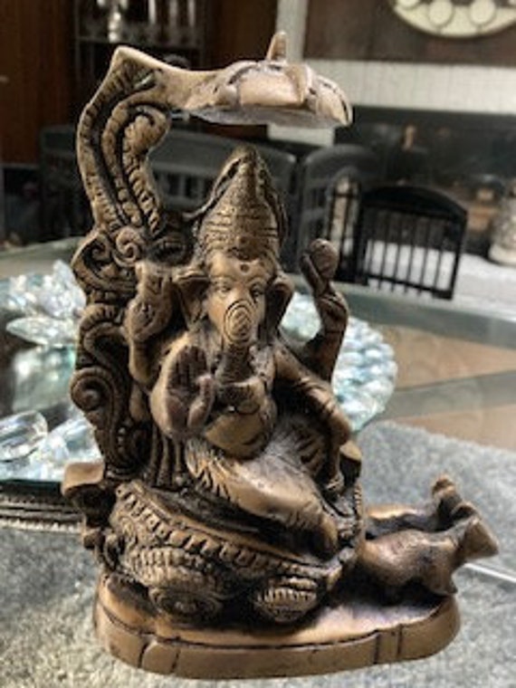 Brass Vintage Ganesh on Rath With Lucky Mouse | Etsy