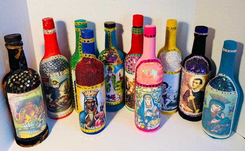 St Jacque Majeur Boutèy Vodou Sequined Bottle | Handmade in Haiti | for ...