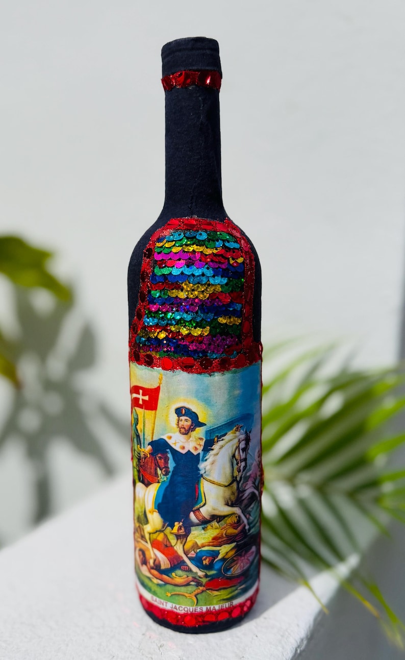 St Jacques Majeur Boutèy Vodou Sequined Bottle | Handmade in Haiti ...