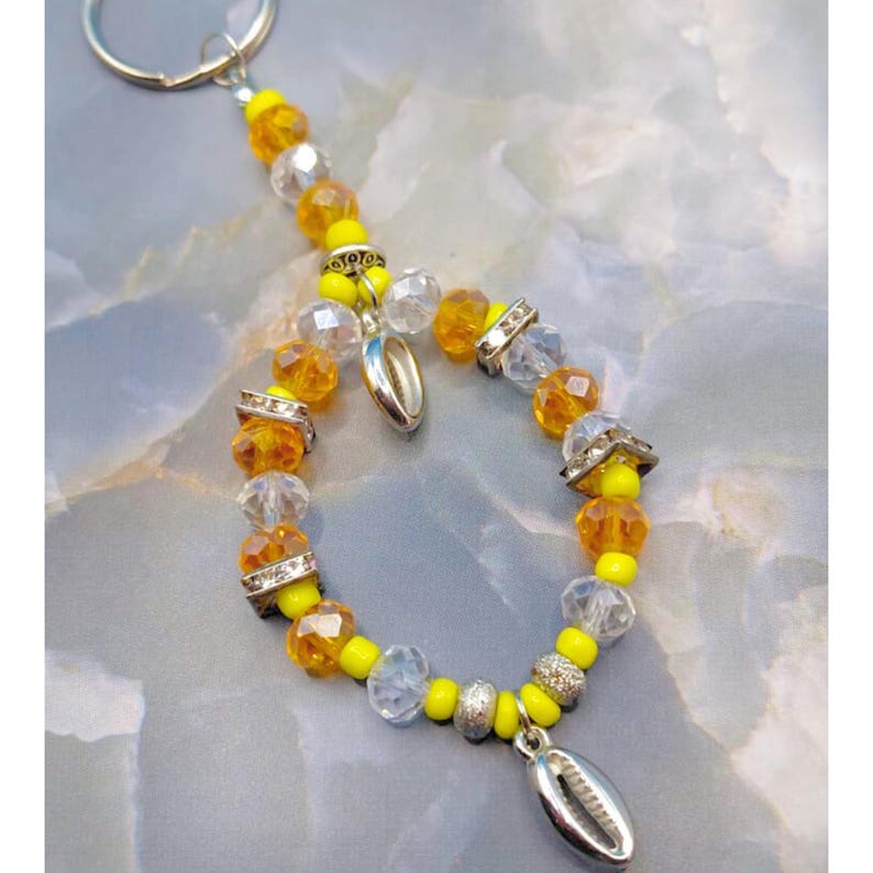 Oshun Beaded Keychain | Lucumi Santeria Amulet, Personalized - Etsy