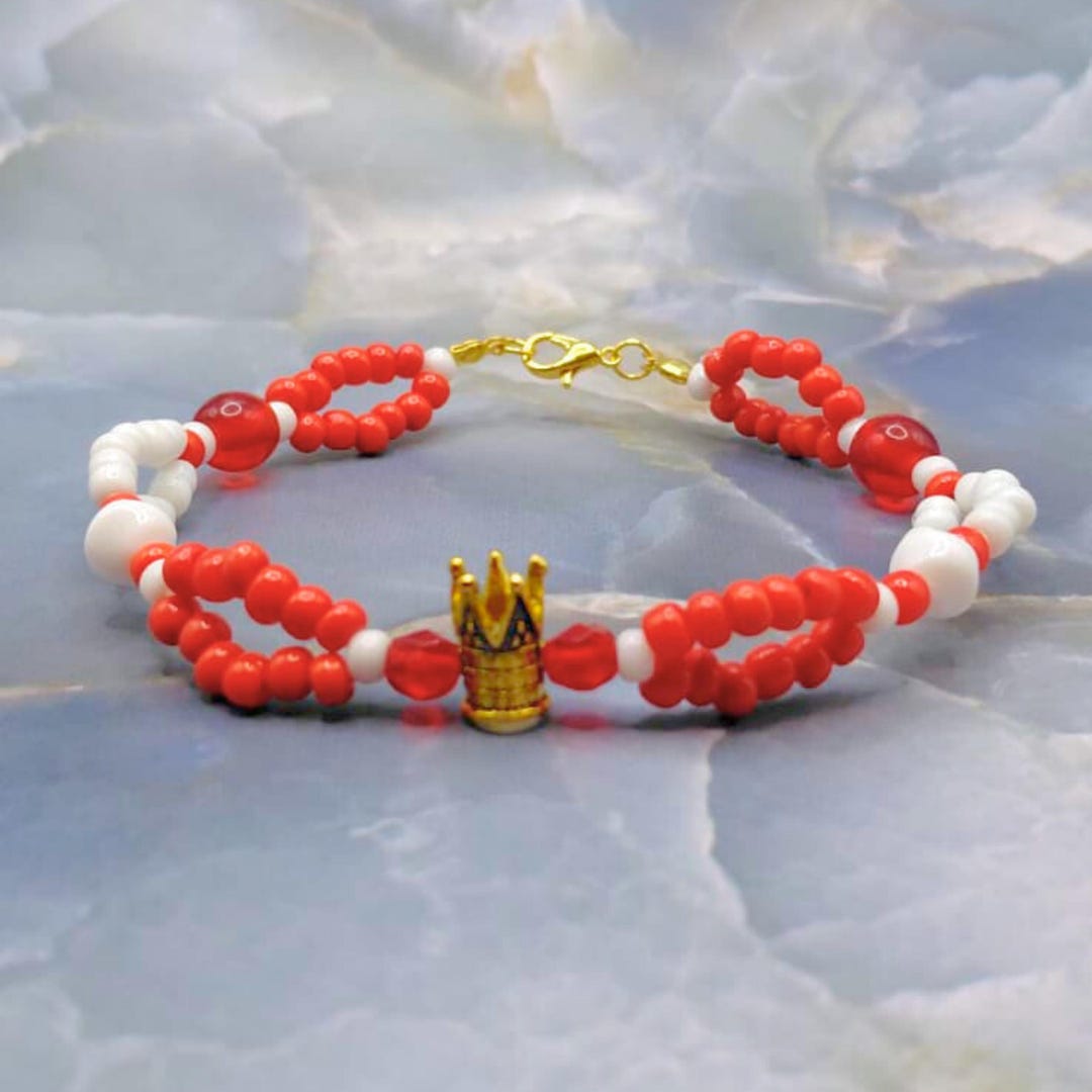 Shango Ilde Bracelet | Red & White Crystal Iyawo Lucumi - Etsy