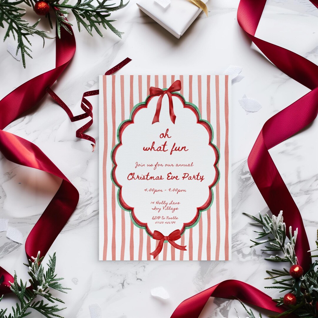 Editable Candy Cane Christmas Party Invitation Template: Festive ...