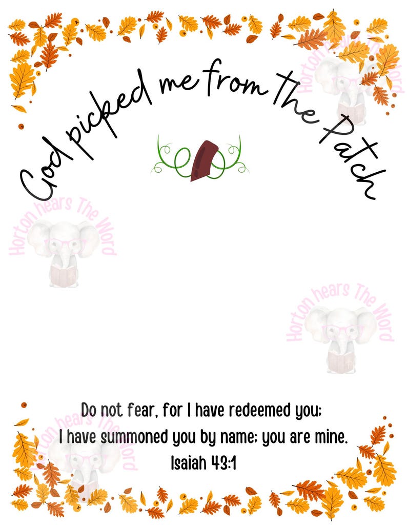 God Picked Me From the Patch Craft – Pumpkin Bible Activity for Kids ...