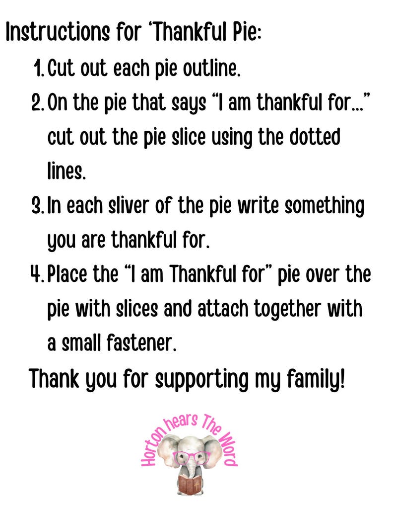 Printable Christian Thankful Pie – Thanksgiving Craft for Kids and ...