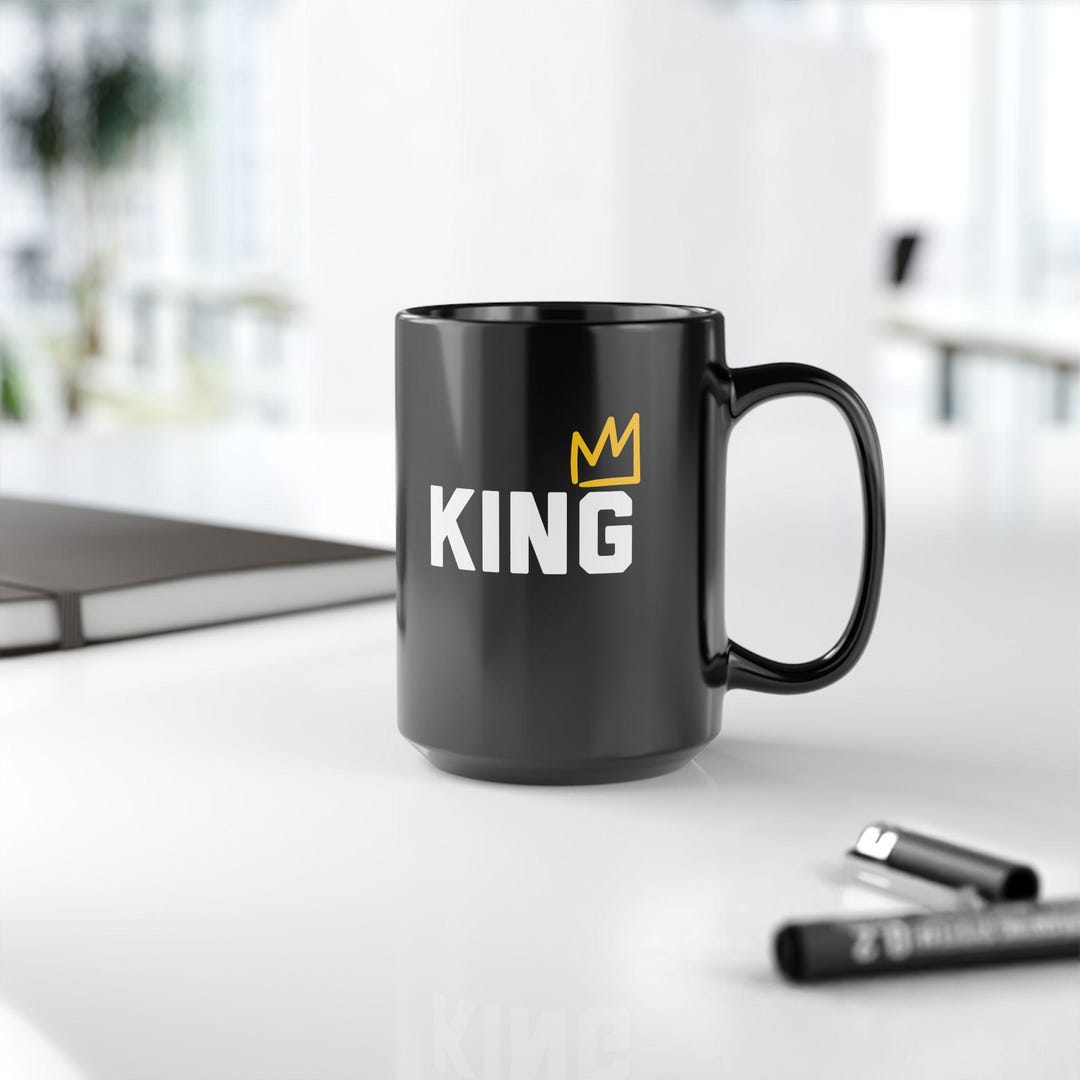 KING Crown Mug 15oz Bold Typography Coffee Cup Gift for Him Husband Dad ...