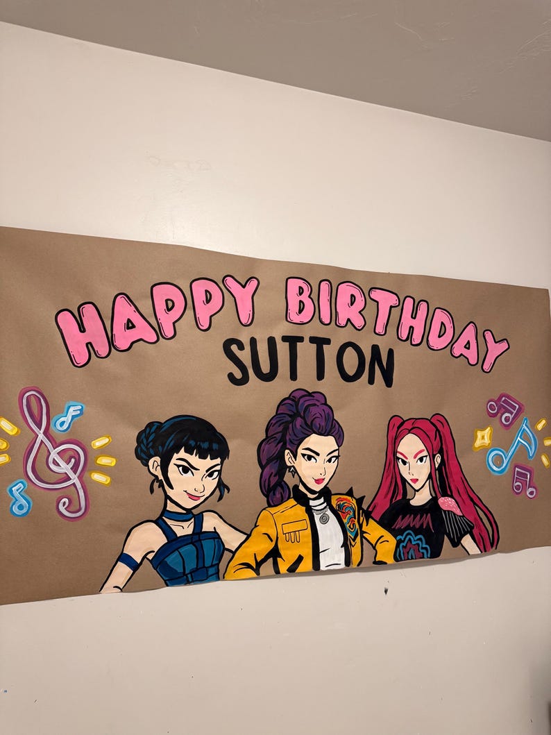 Hand-painted K-pop Demon Hunters Birthday Banner - Etsy