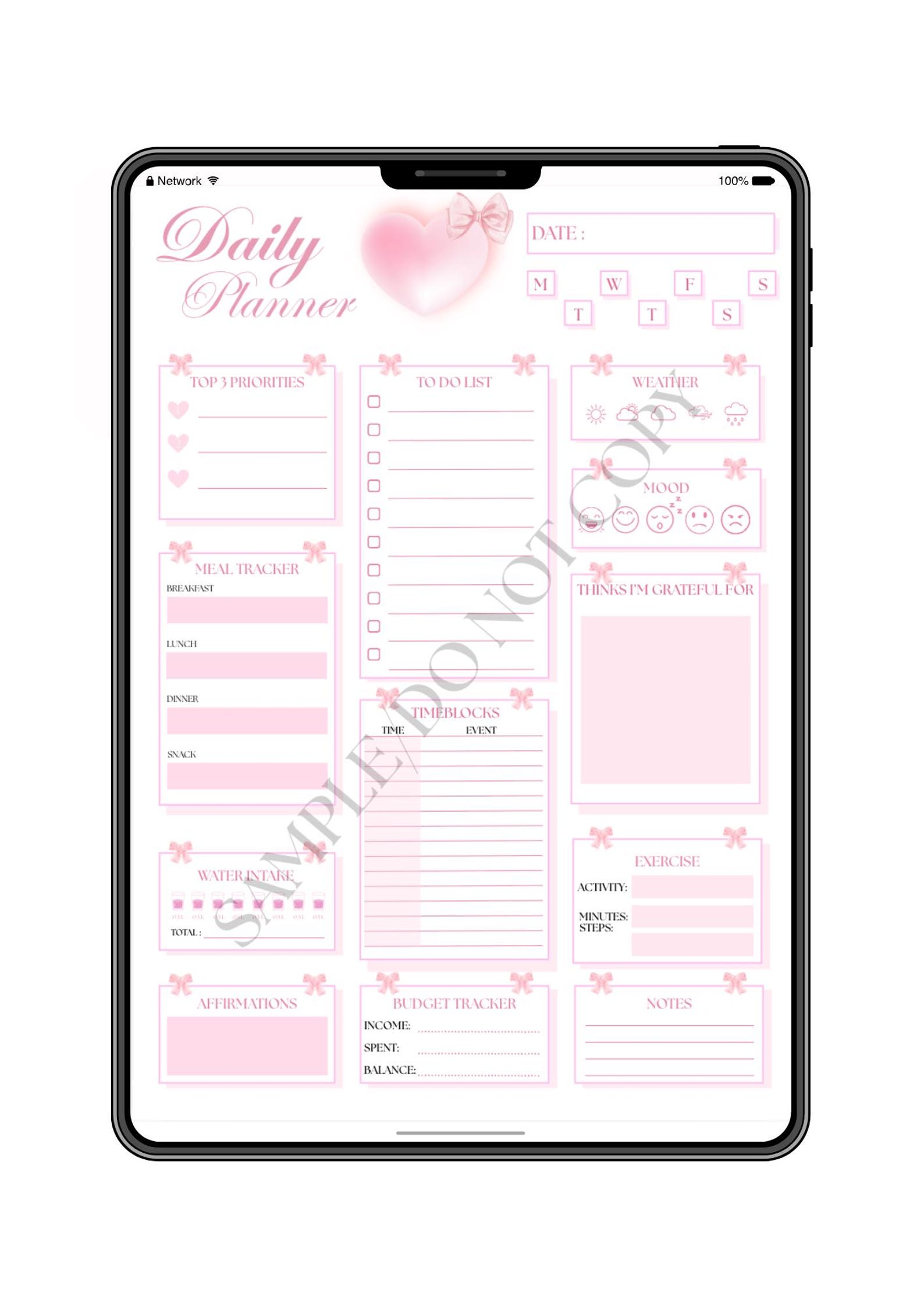 Soft Pink Daily Planner: Printable To-do List Organizer (PDF Download ...