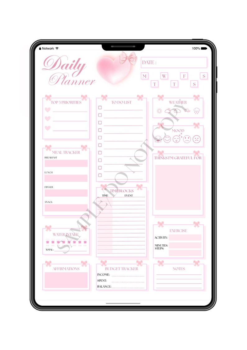 Soft Pink Daily Planner: Printable To-do List Organizer (PDF Download ...