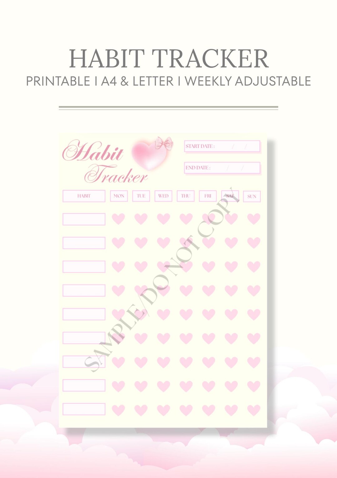 Butter Yellow Weekly Habit Tracker: Self-care & Productivity (PDF) - Etsy