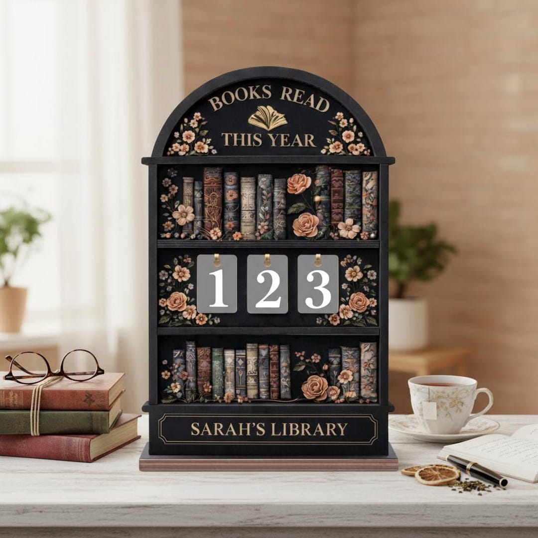Personalized Books Read This Year Tracker Sign, Custom Wooden Bookshelf ...