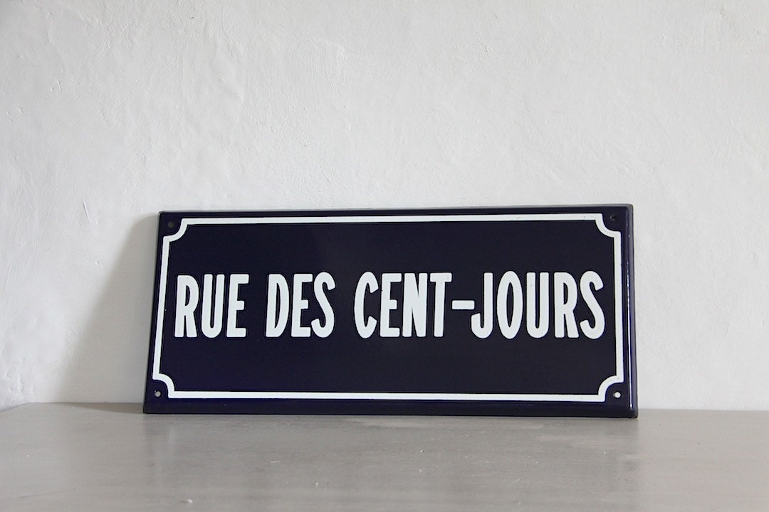 French Enamel Antique Street Sign, Porcelain Sign, Street of a Hundred ...