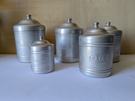 Vintage 1950's French Aluminium Canisters Storage Set - Etsy
