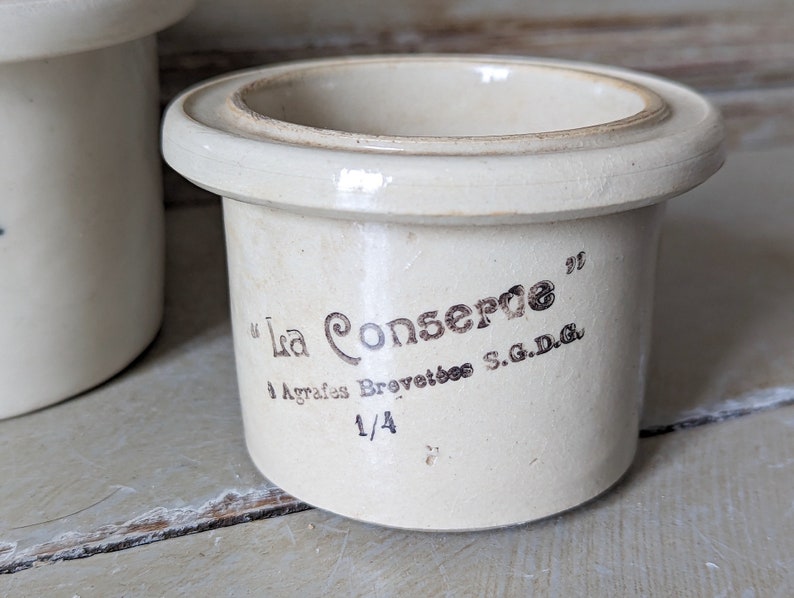 Set of 3 French Antique Paté Pots, Crock Pots, Stoneware Confiture Pot ...