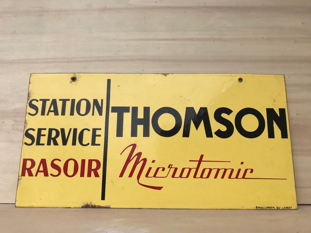 Vintage Thomson Microtomic Razor Service Enamel Sign, French ...