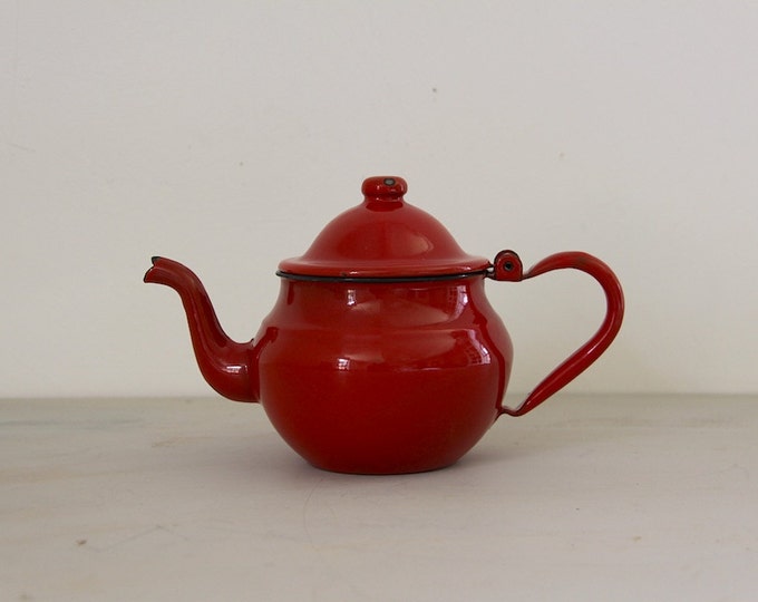 Fabulous French Vintage Enamel Tea Pot Red - Etsy