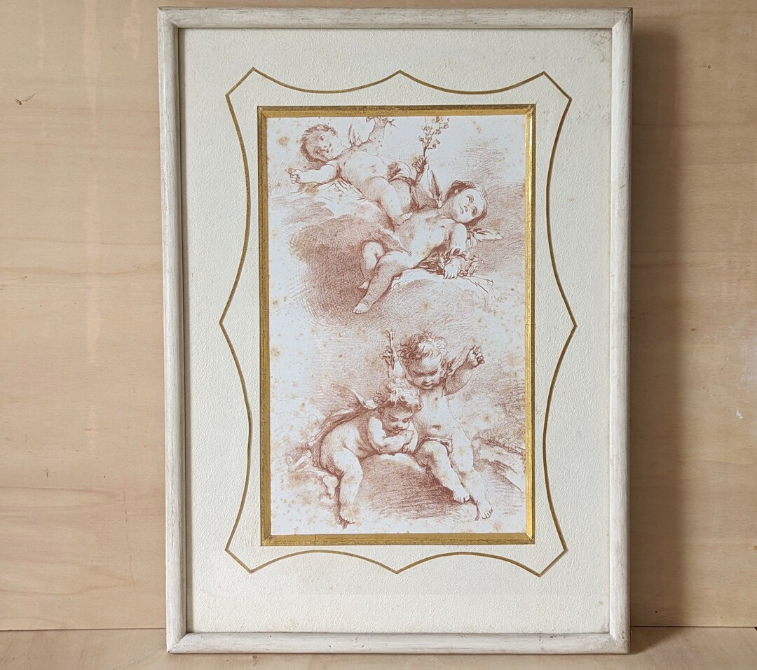 Vintage French Cherub Print Four Angels Cherubs Baby - Etsy