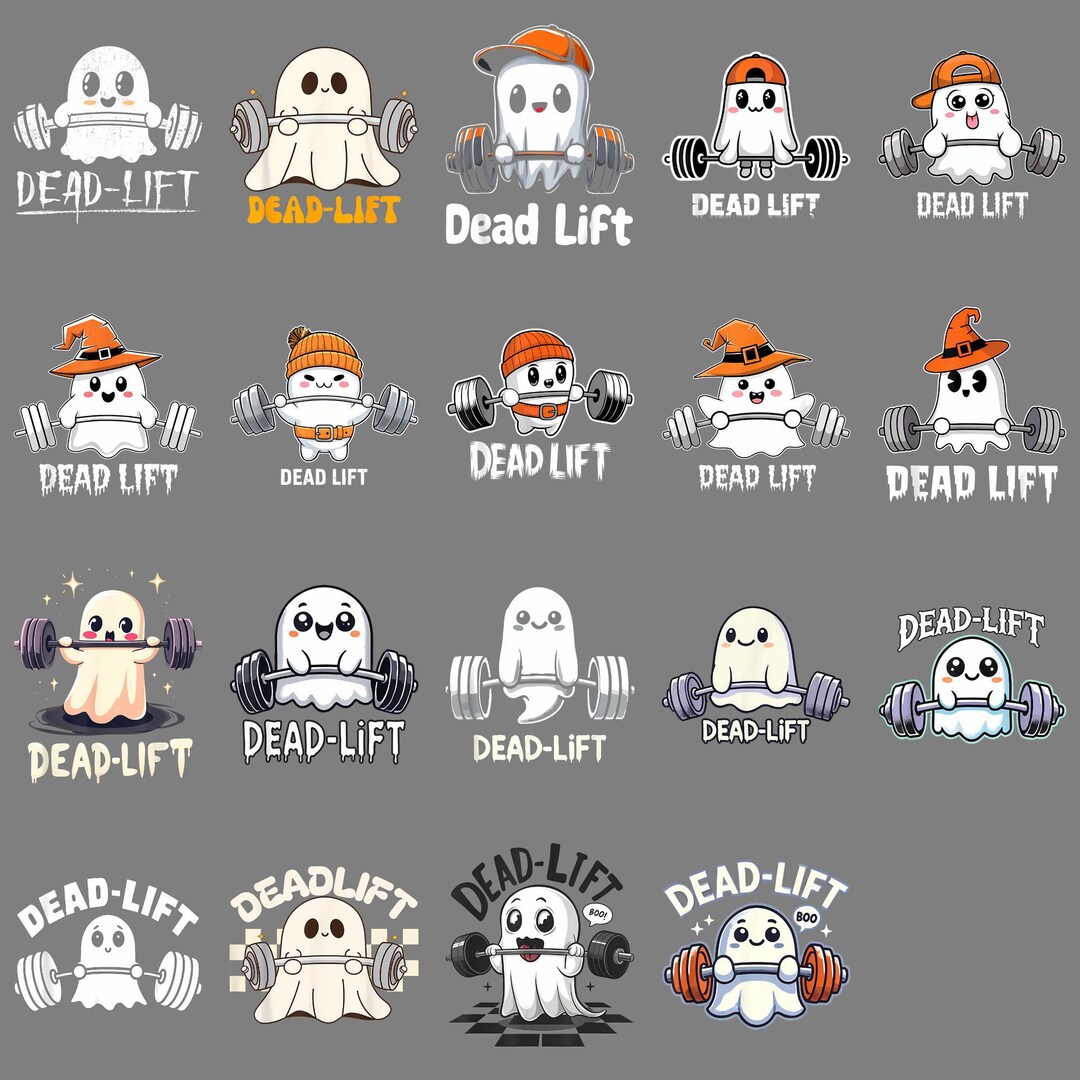 Dead-lift Ghost PNG – Funny Halloween Gym Clipart, Cute Weightlifting ...