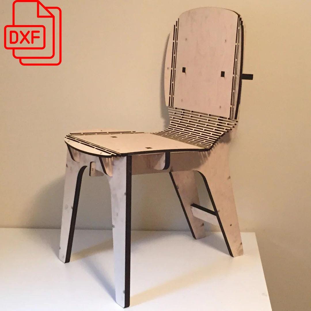 Chair With Living Hinges Vector Laser Cut DXF File, Doll House ...