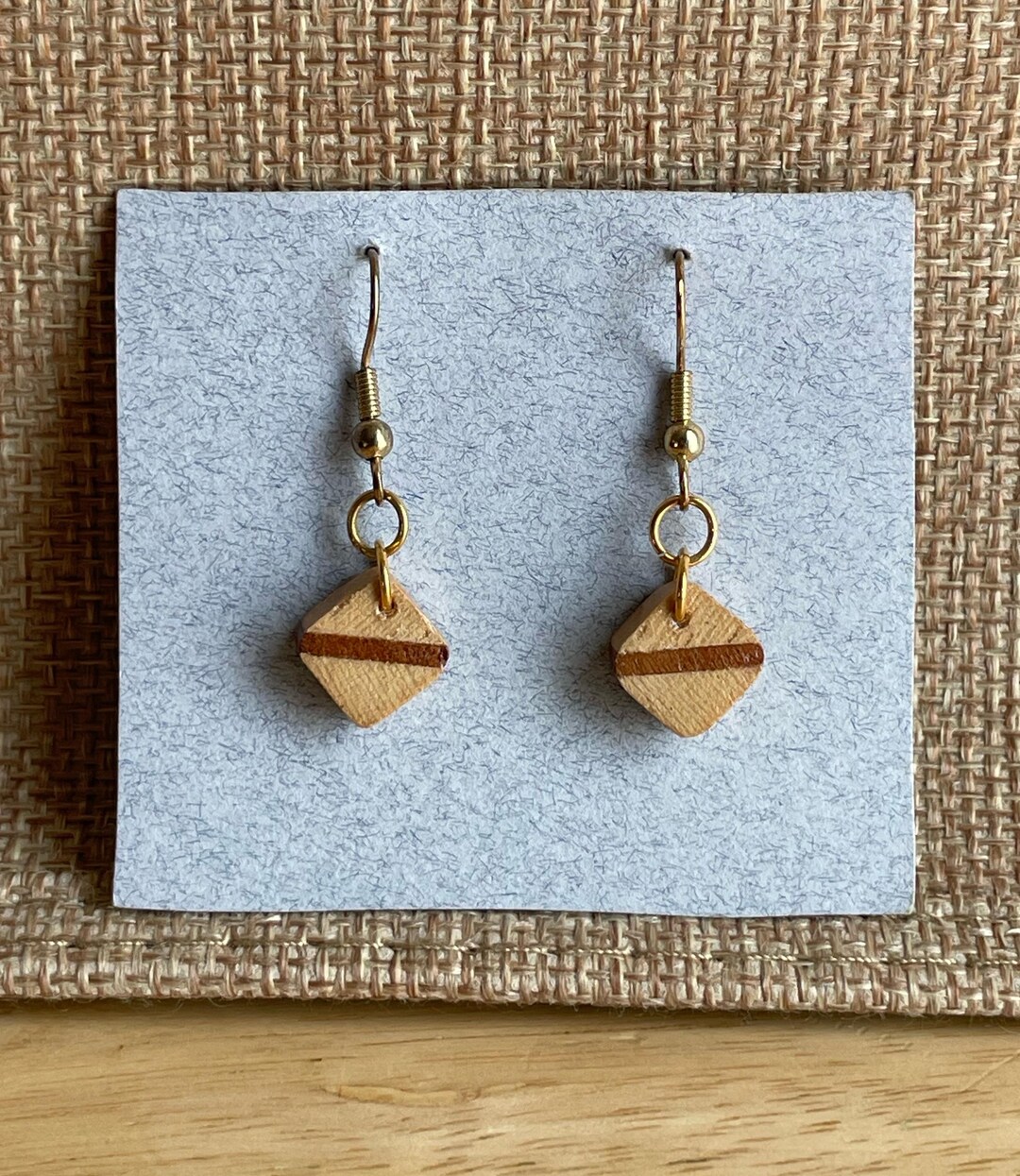 Triangular Two-toned Pine and Red Wood Earrings - Etsy