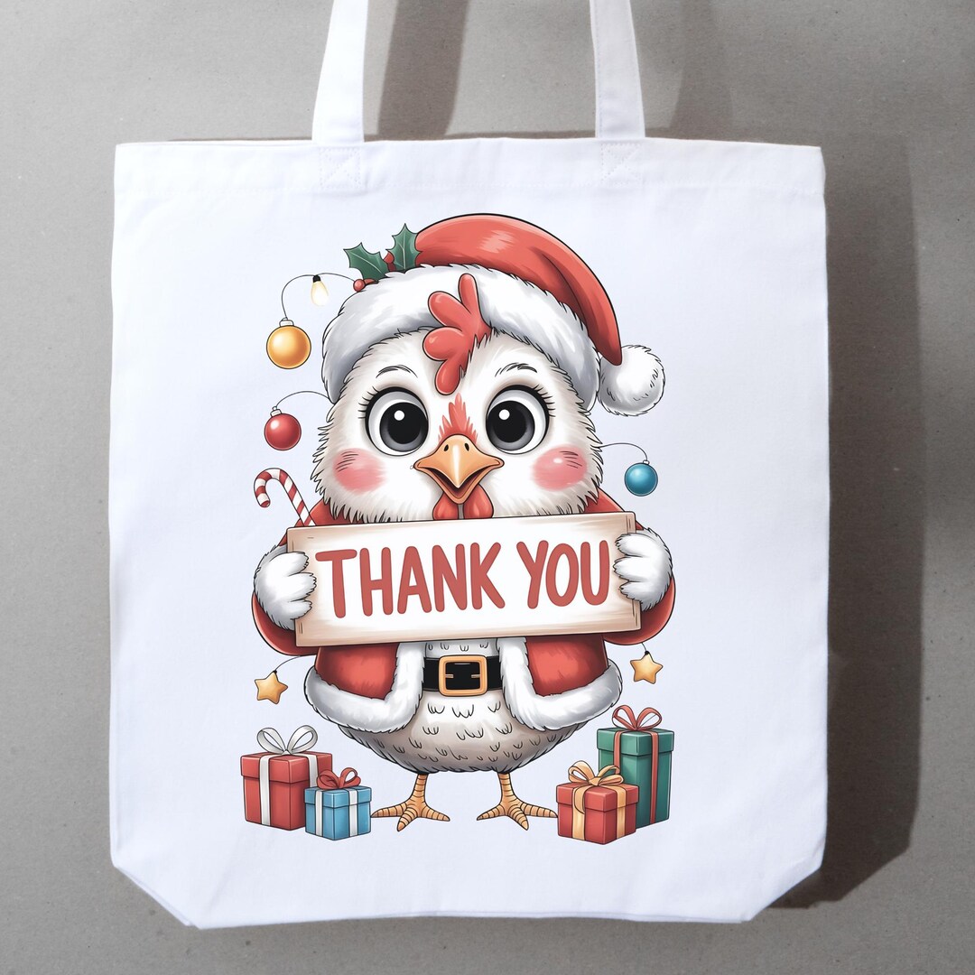 Christmas Chicken Thank You PNG: Santa Hat Holiday Clipart (digital ...