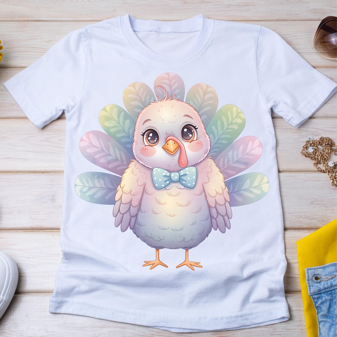 Kawaii Thanksgiving Turkey PNG | Pastel Baby Turkey Clipart (digital ...