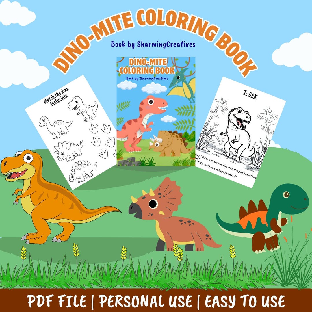 Dino-mite Kids Coloring Book - Etsy Australia