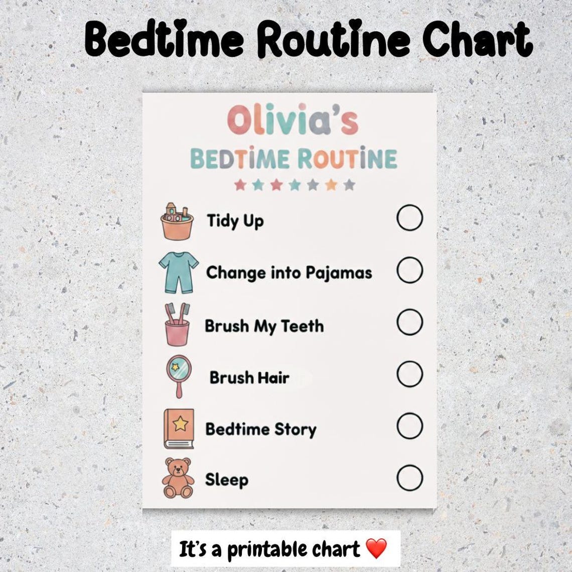 Personalized Kids Routine Chart, Morning, Bedtime, Chores (PDF ...