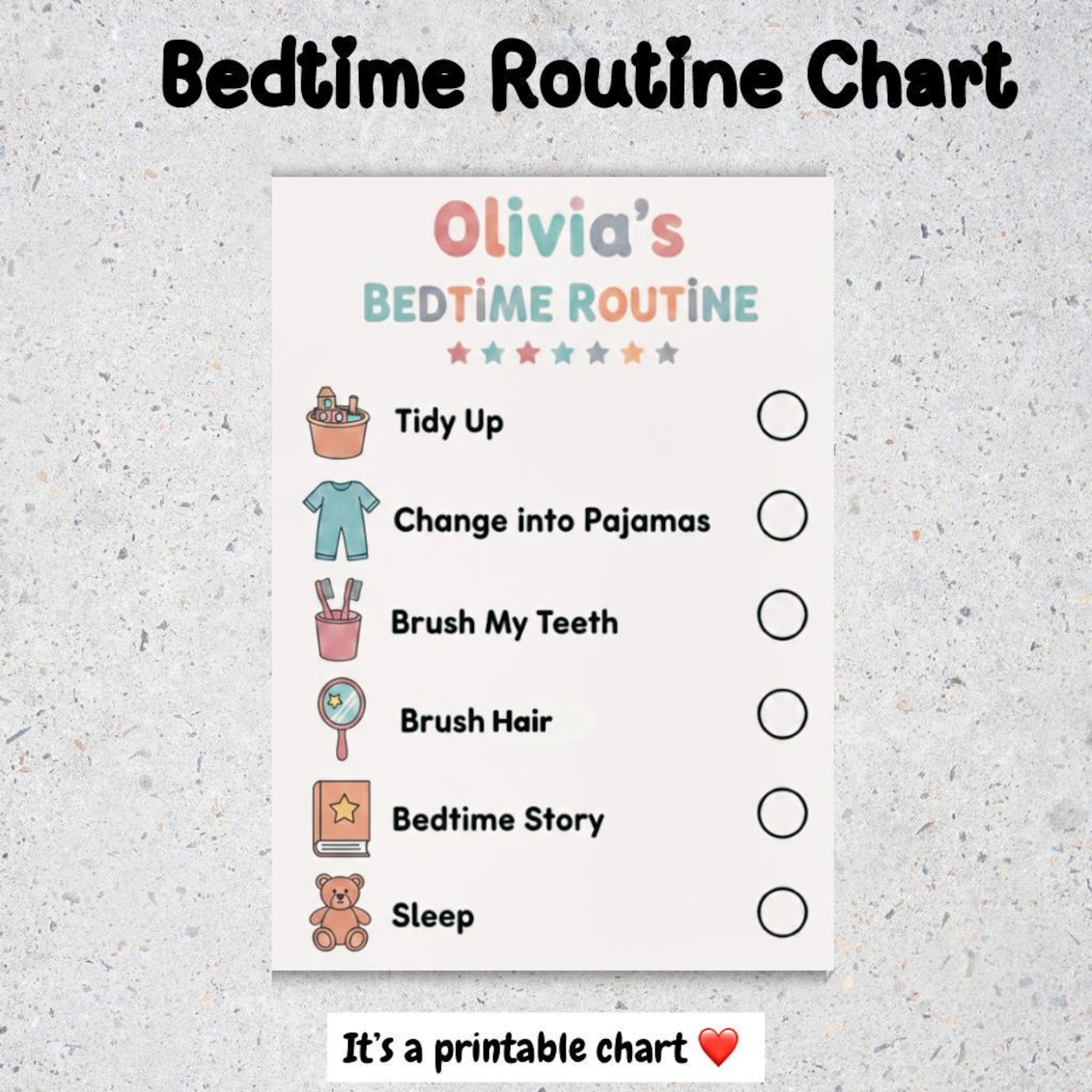 Personalized Kids Routine Chart, Morning, Bedtime, Chores (PDF ...