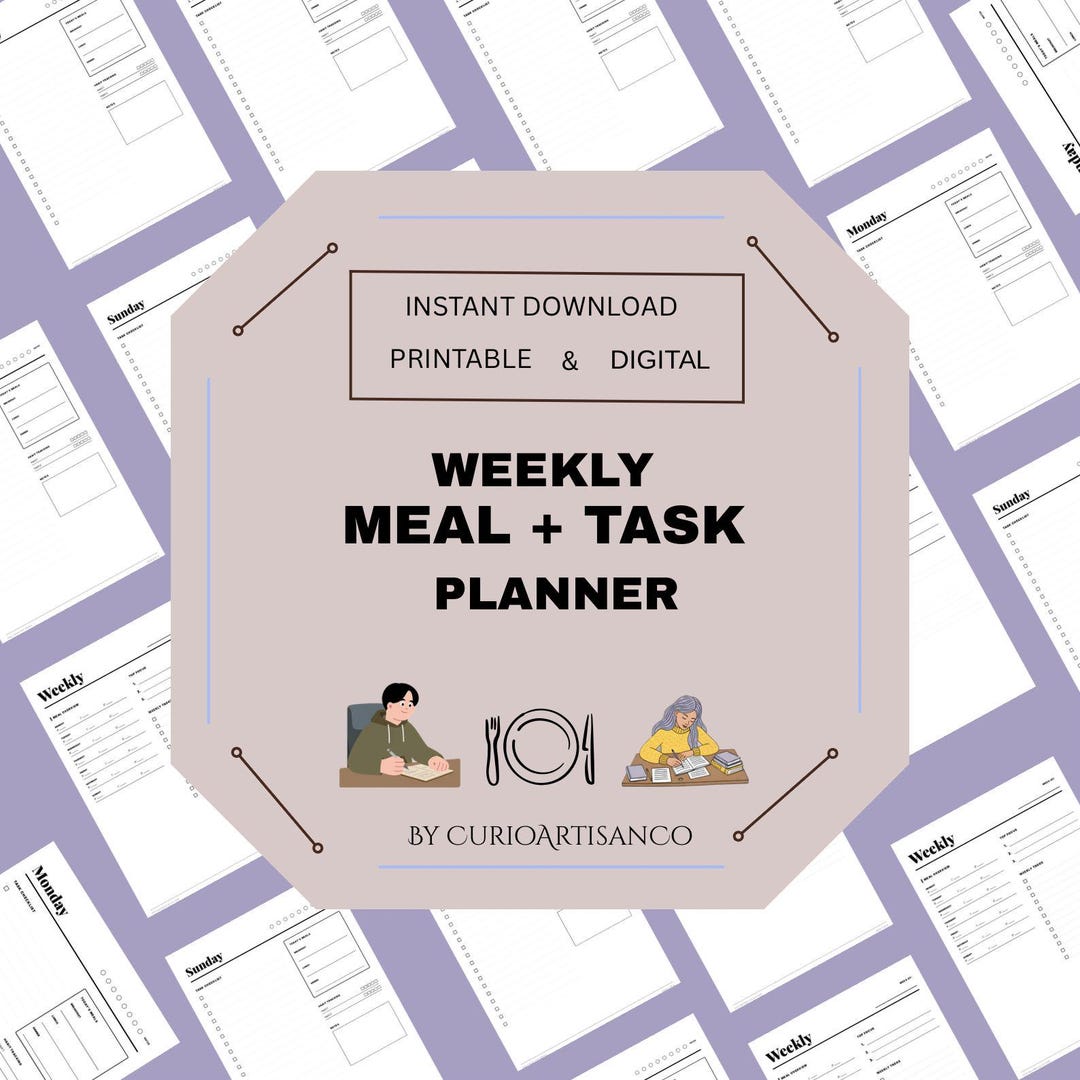 Weekly Meal + Task Planner | Printable PDF | US Letter & A4 | Minimal ...