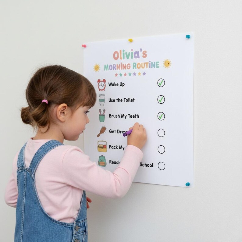 Personalized Kids Routine Chart, Morning, Bedtime, Chores (PDF ...