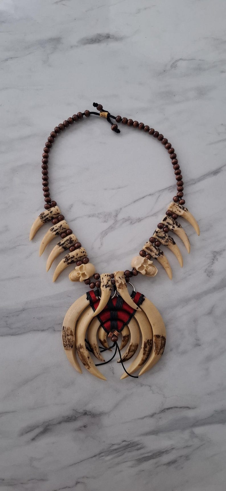 Replica Dayak Tribal Skull Claw Tusk Necklace | XL Boho Festival ...
