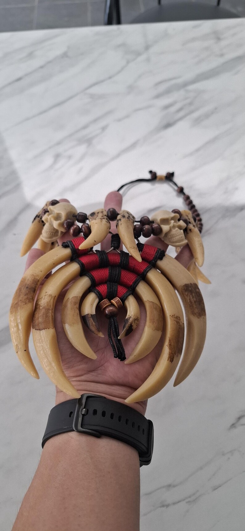 Replica Dayak Tribal Skull Claw Tusk Necklace | XL Boho Festival ...