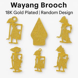 Handmade Wayang Brooch Pin 18k-gold-plated | Indonesian Cultural ...