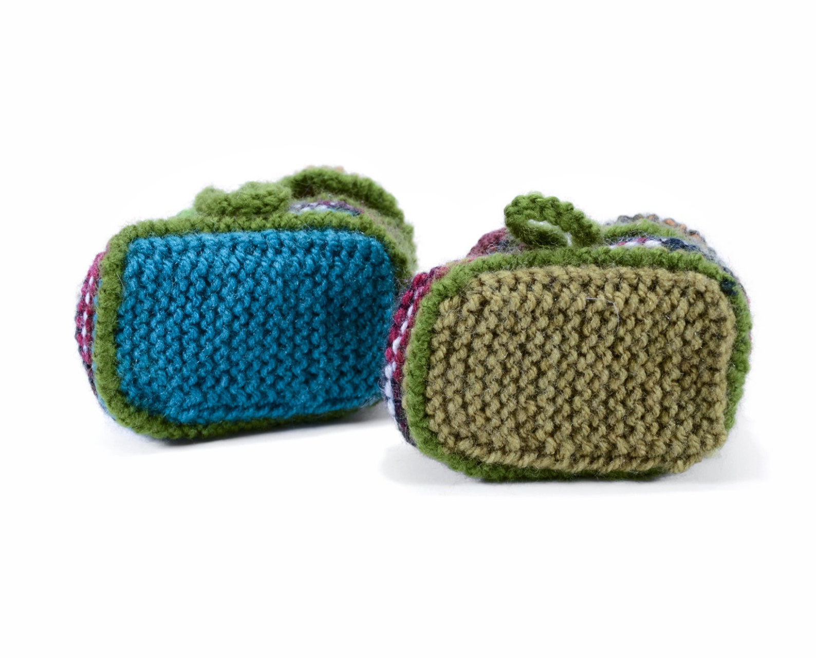 Knitted Baby Booties, Knit Baby Shoes Brown, Black, Green and Orange, 3 ...