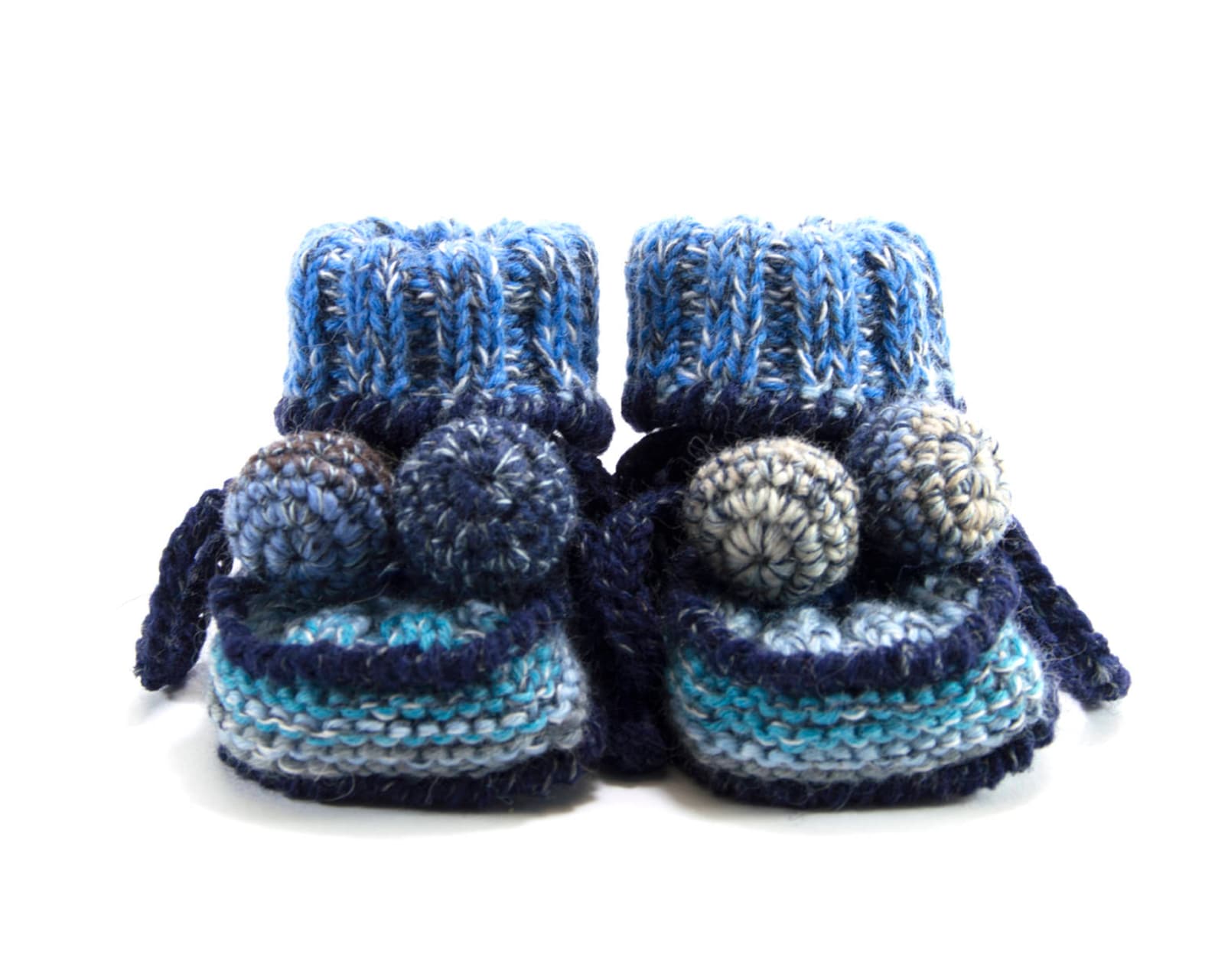 Knitted Baby Booties - Blue, 0 - 3 Months - Etsy
