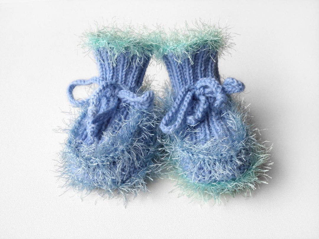 Hand Knitted Baby Booties - Light Blue, 6 - 9 Months - Etsy