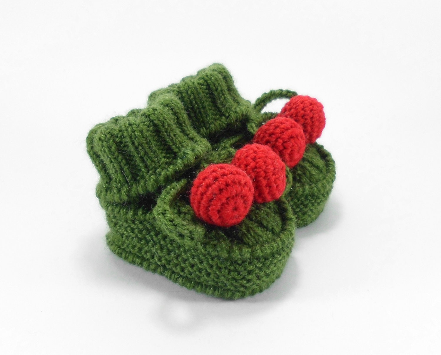 Baby Booties Hand Knit Baby Infant Shoes Green with Red Baby | Etsy
