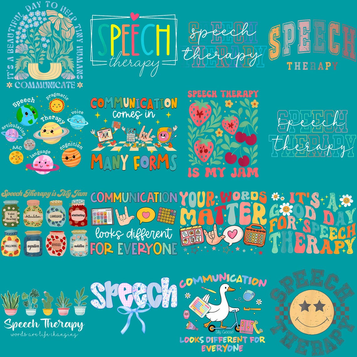 Speech Therapy PNG Bundle, Funny SLP School Clipart, Speech Language ...