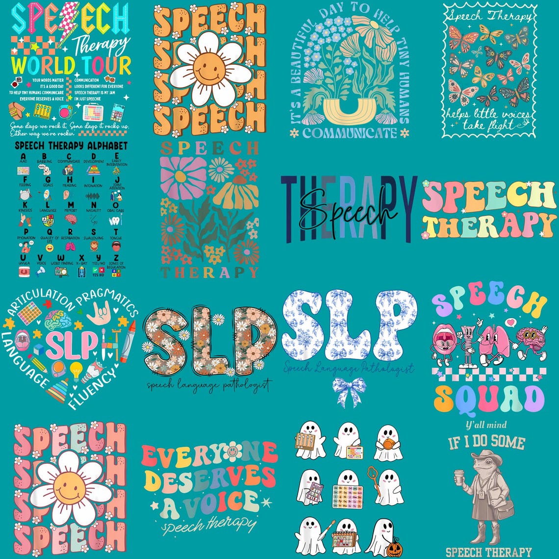 Speech Therapy PNG Bundle, Funny SLP School Clipart, Speech Language ...