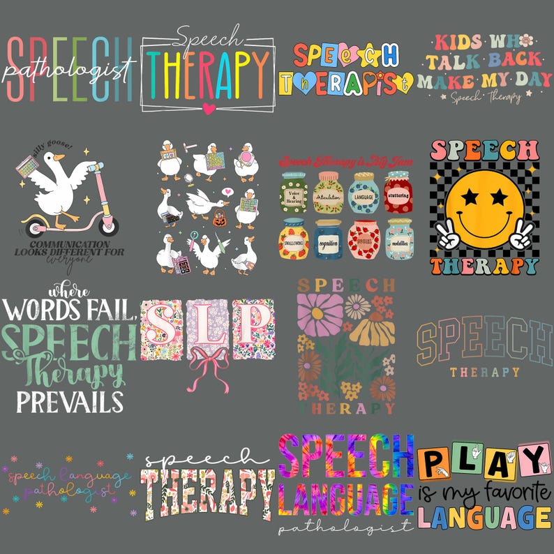 Speech Therapy PNG Bundle, Funny SLP School Clipart, Speech Language ...