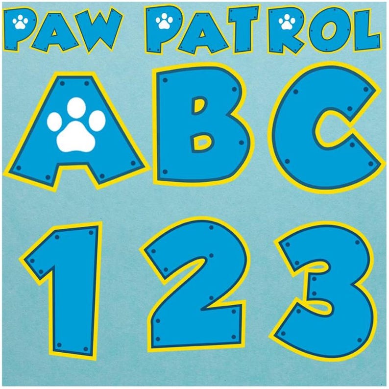 Puppy Paw Rescue Alphabet SVG Bundle, Dog Font and Number Doodle Art ...